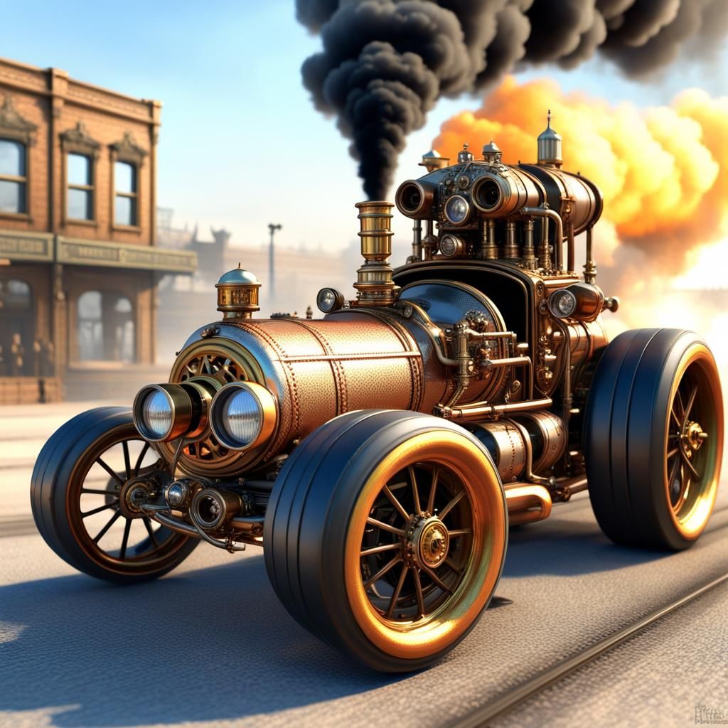 Steampunk Dragster - AI Generated Artwork - NightCafe Creator