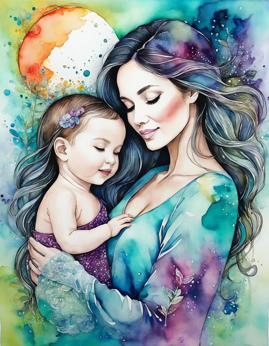 Mother's Embrace - A Heartwarming Bond - AI Generated Artwork - NightCafe Creator