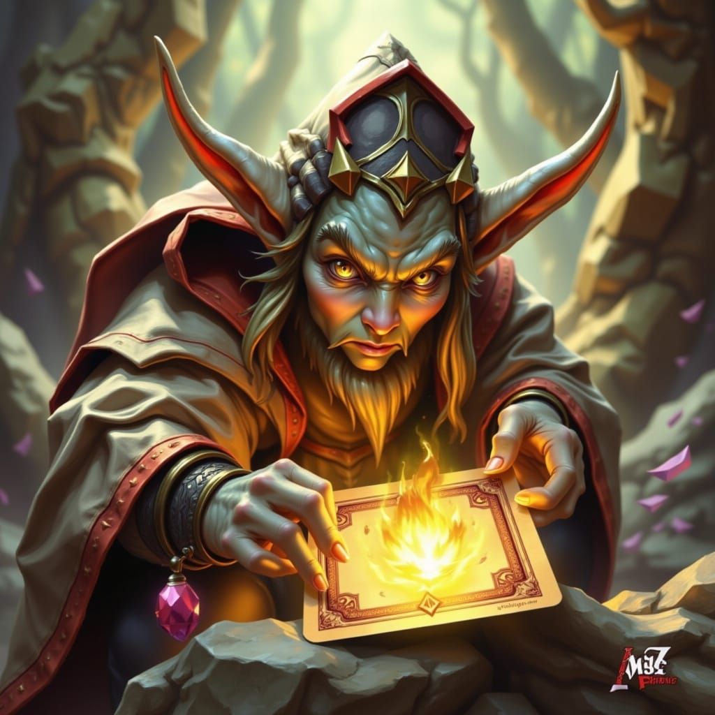 Goblin Playing Card in Anime Style with Glossy Fin... - AI Art