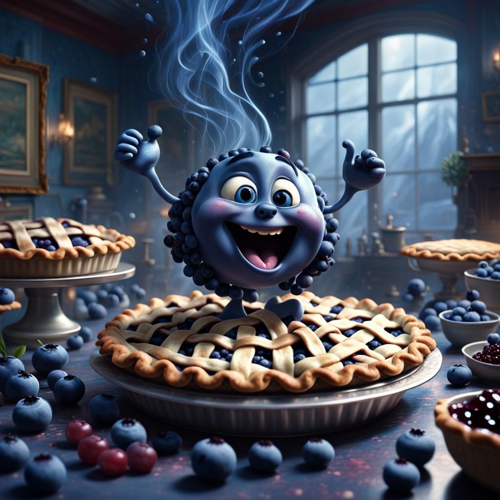 Happy dancing blueberry pie! - AI Generated Artwork - NightCafe Creator