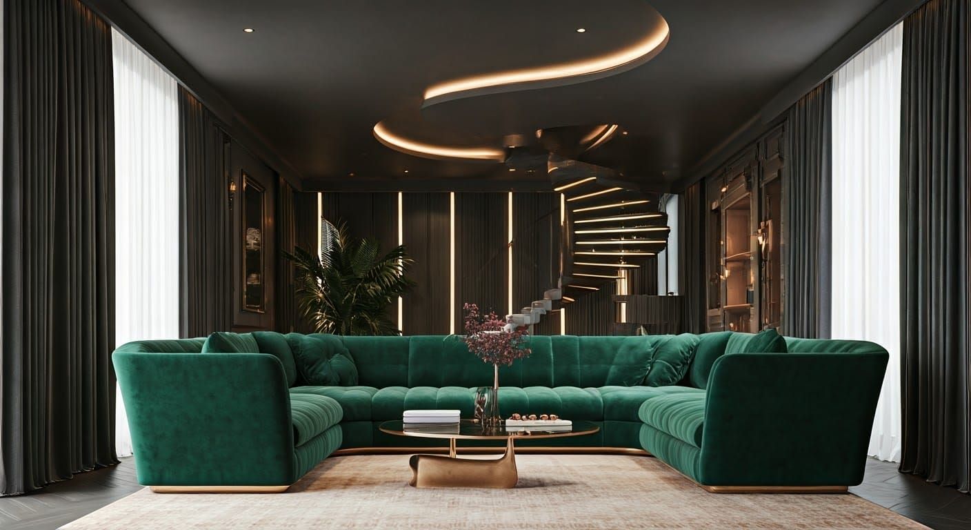 Sleek Futuristic Luxury Interior in Soft Warm Ligh... - AI Art