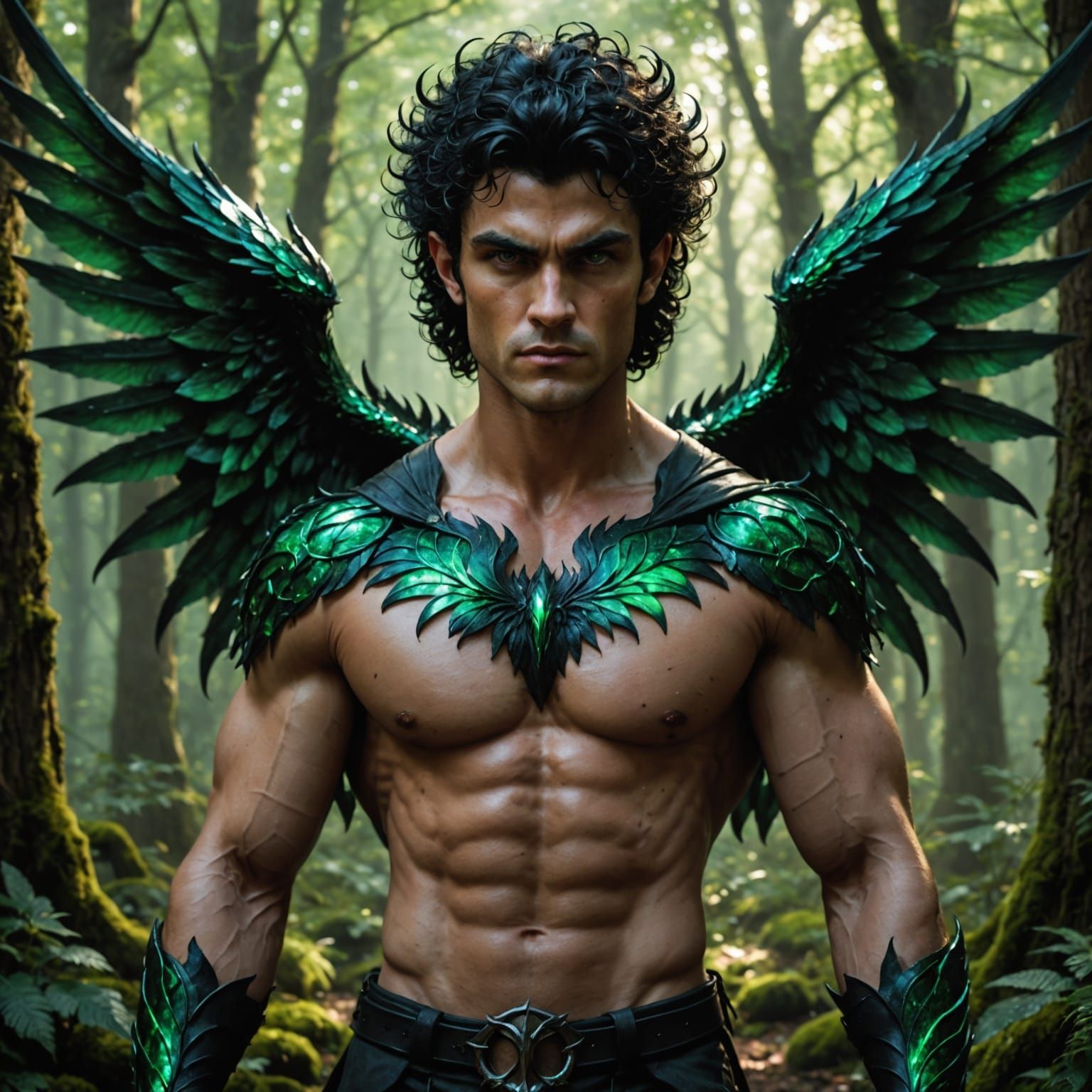 Majestic, Brooding Fae Warrior in Enchanted Forest - AI Art
