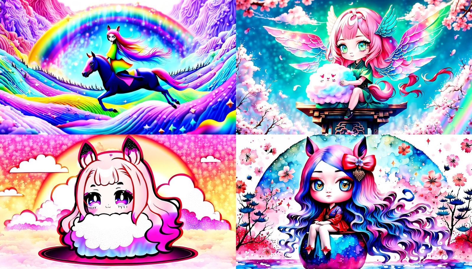 a chibi human girl with a hyper realistic face on a kawaii horse , - AI ...