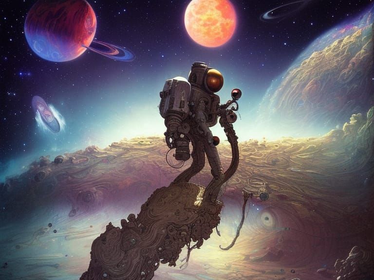 "A Galactic Wanderer🚀🌌👽" Moons, Space, Stars, Landscape by Greg ...