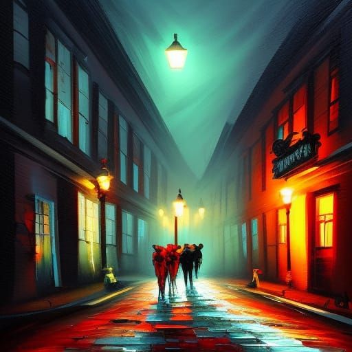 Nightly street scene - AI Generated Artwork - NightCafe Creator