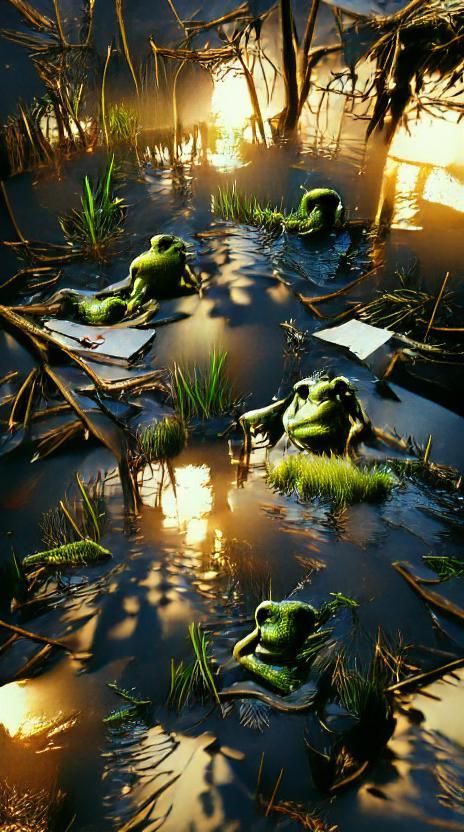 swamp trending on Artstation Unreal Engine 3D shading shadow depth frog ...