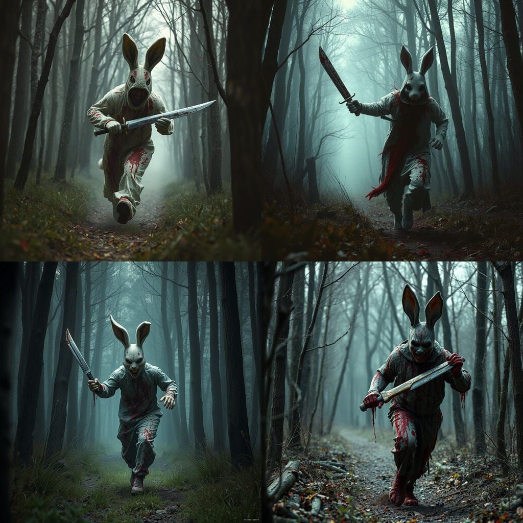 Man in Easter Bunny Costume Chases Victims in Horr... - AI Art