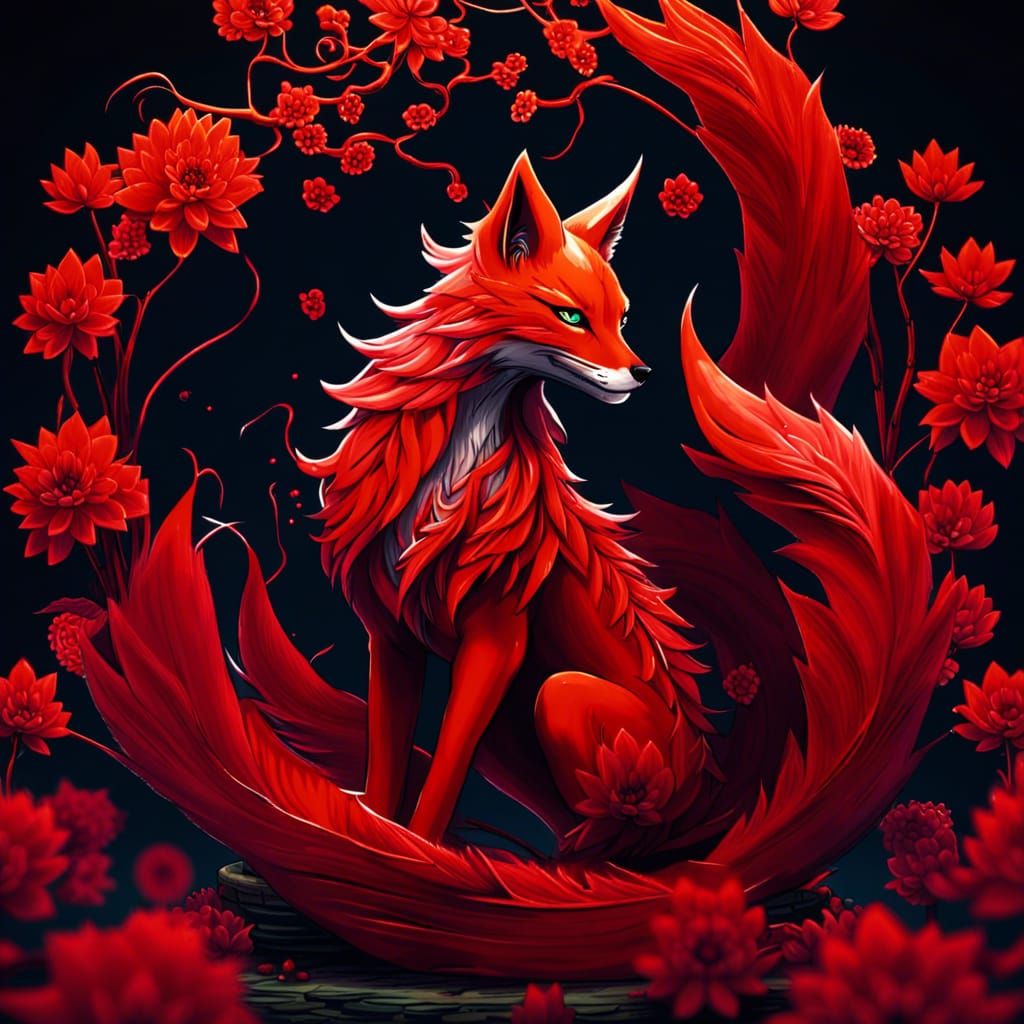 Red Kitsune - AI Generated Artwork - NightCafe Creator