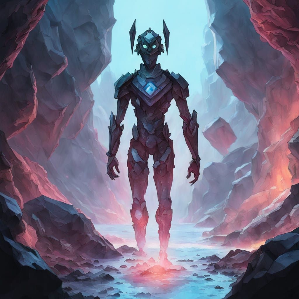 Form-Shifting Humanoid in Cyberpunk Aesthetic - AI Art