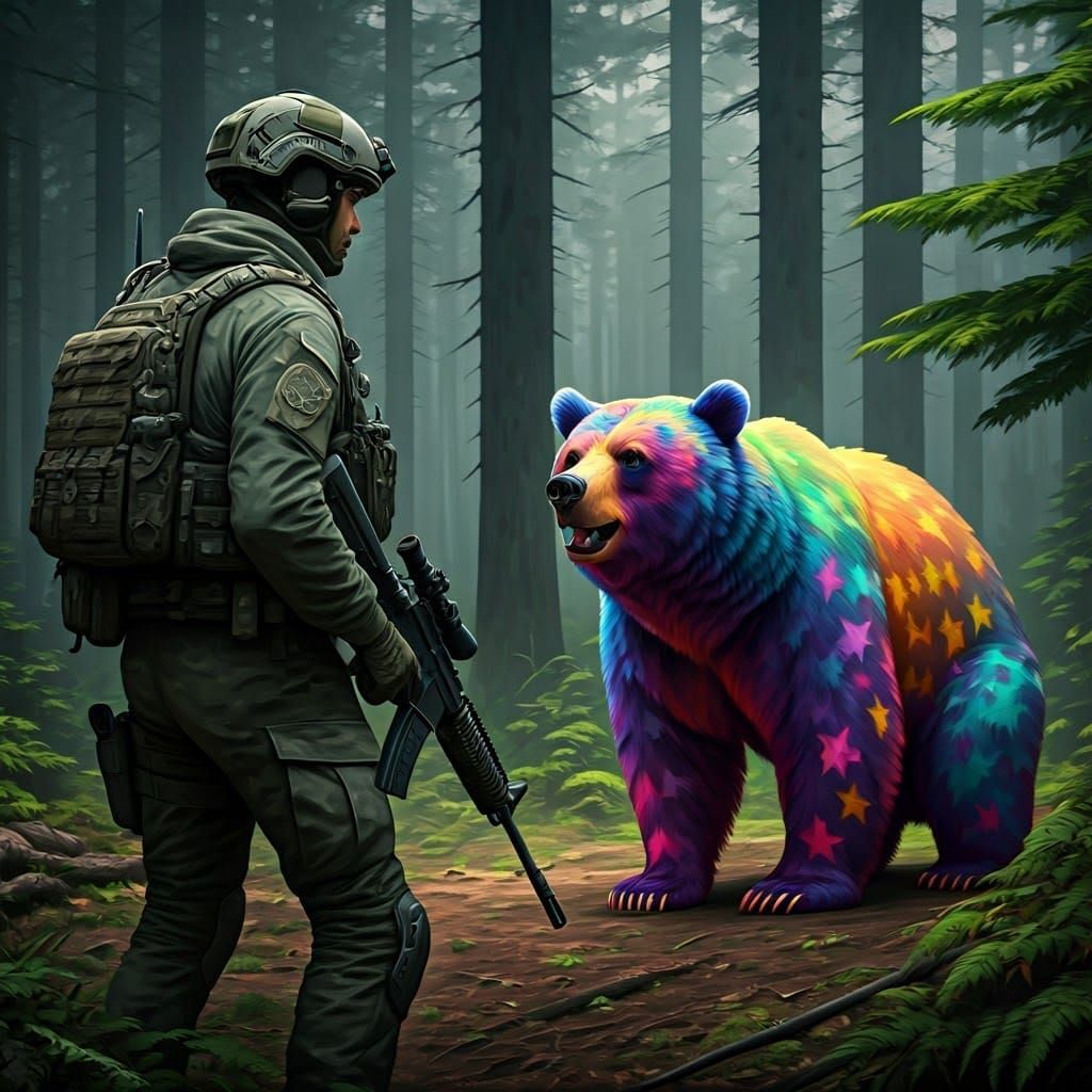DayZ - Soldier Hunts Colorful Star Patterned Bear in Post-Ap...