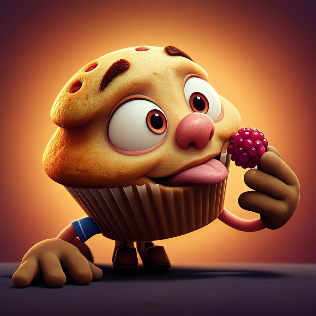 Muffin Man Pulling A Berry Out Of His Nose and Licking It - AI ...