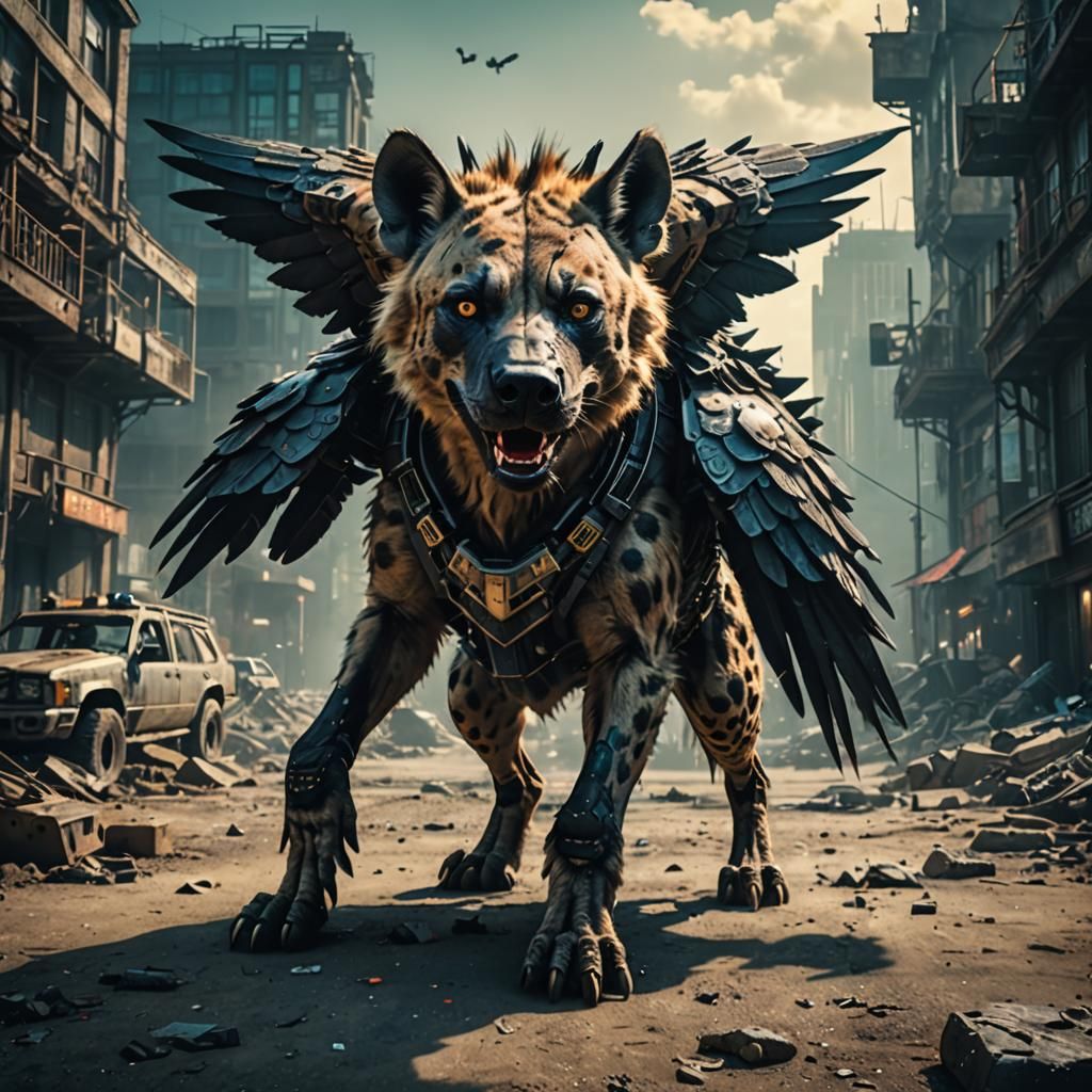 Apocalyptic cyberpunk hyena - AI Generated Artwork - NightCafe Creator