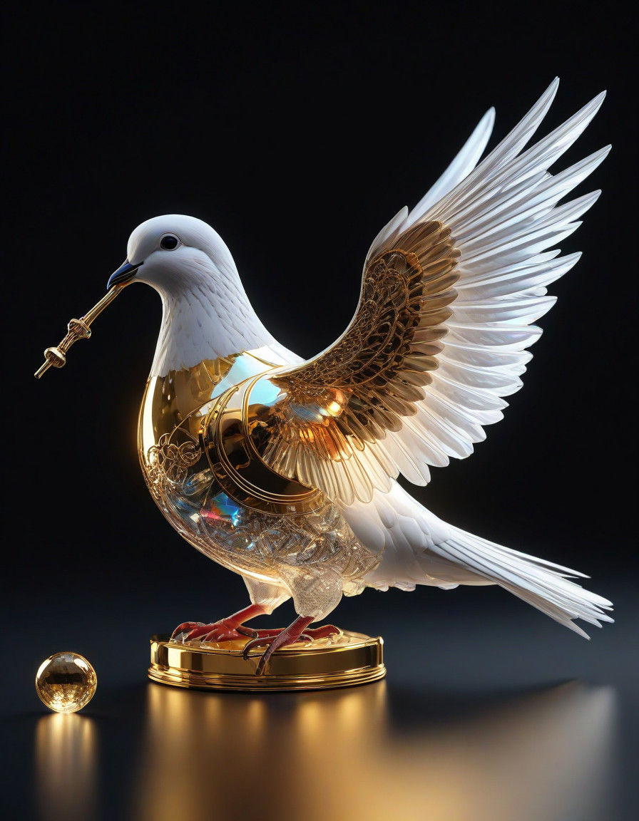 (Dove playing the peace pipe with musical notes and peace symbols ...