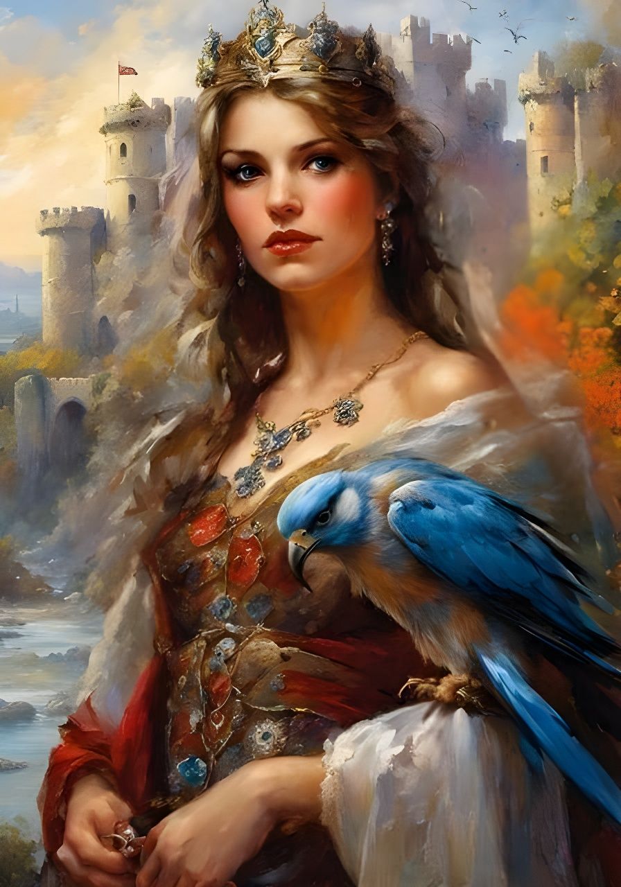 Medieval princess with vulture - AI Generated Artwork - NightCafe Creator