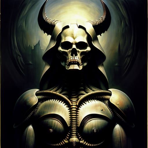 Surreal Demon Sculpture in Dark Cyberpunk Style - AI Art