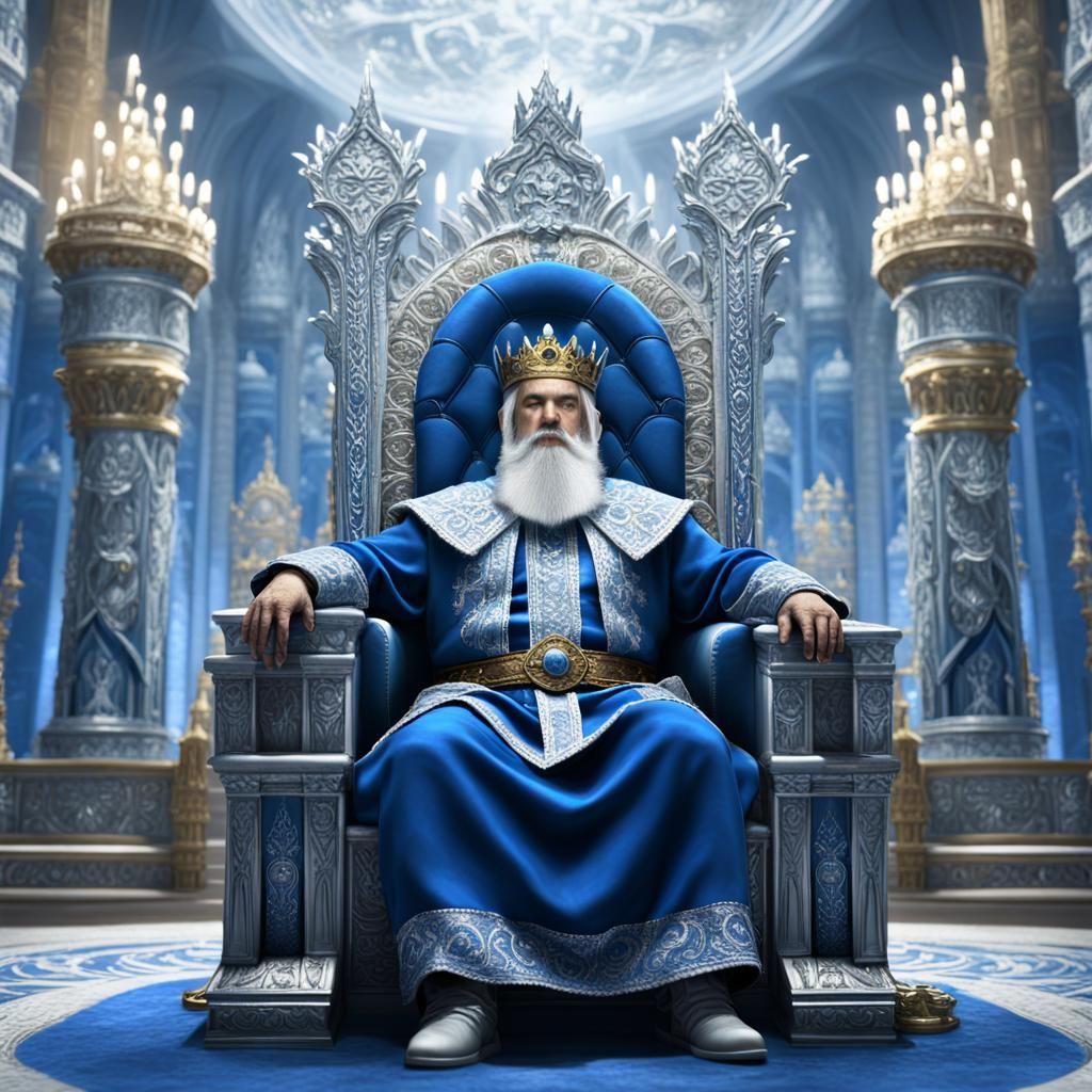 Relaxed Dwarf King on Throne, Fantasy Concept Art - AI Art