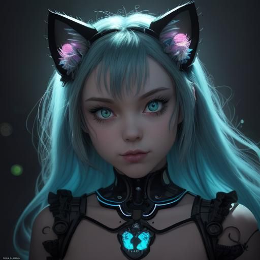 Realistic Stunningly Cute half Robotic/real cat with fleur de lis on it ...