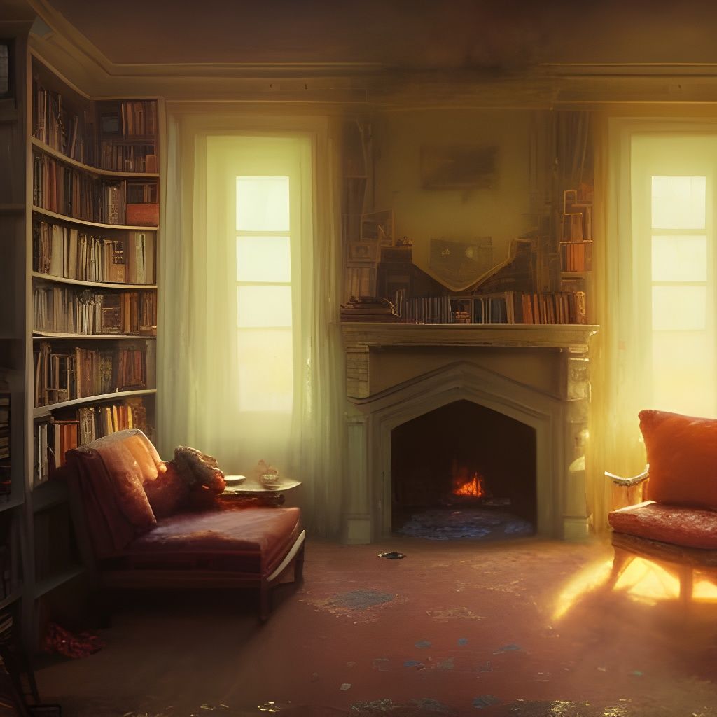 Library ; cozy - AI Generated Artwork - NightCafe Creator