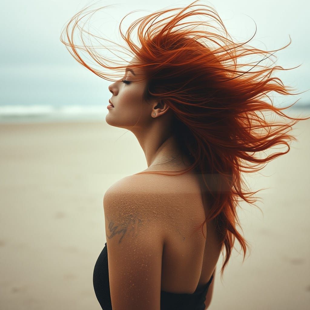 Hair in the wind - Woman in a Whimsical Windstorm Scene