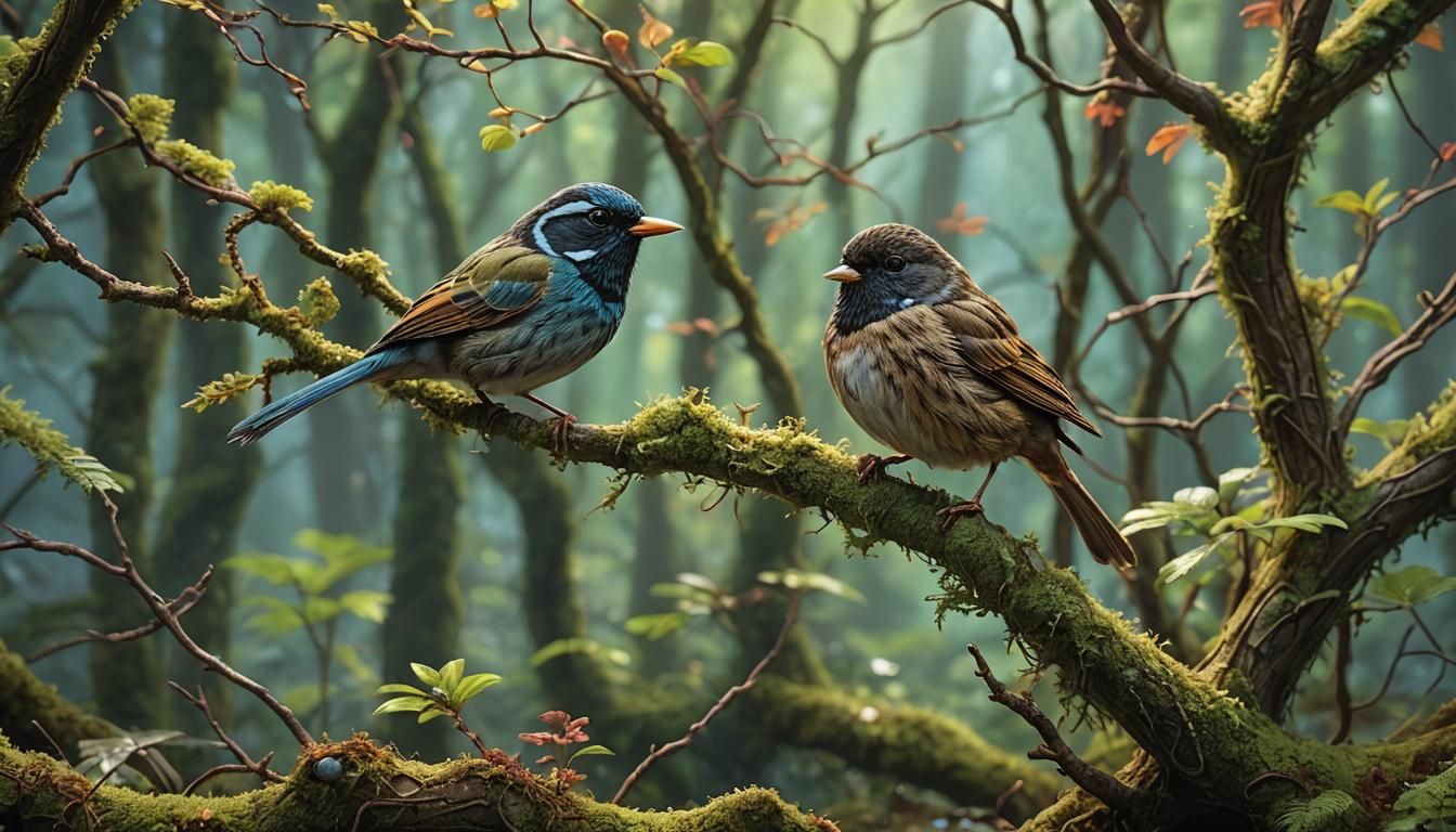 Two birds communicating - AI Generated Artwork - NightCafe Creator