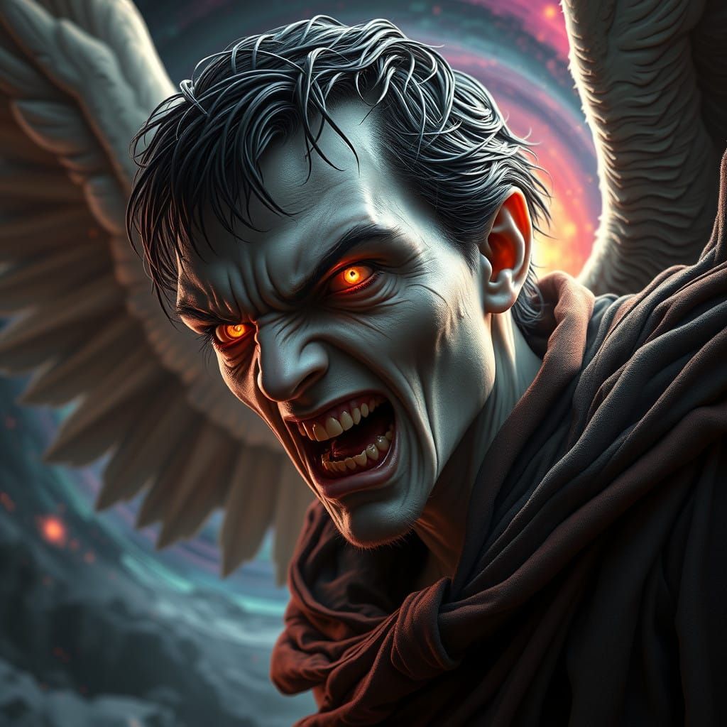 Majestic Fallen Angel in Hyper-Realistic Hyperboli... - AI Art