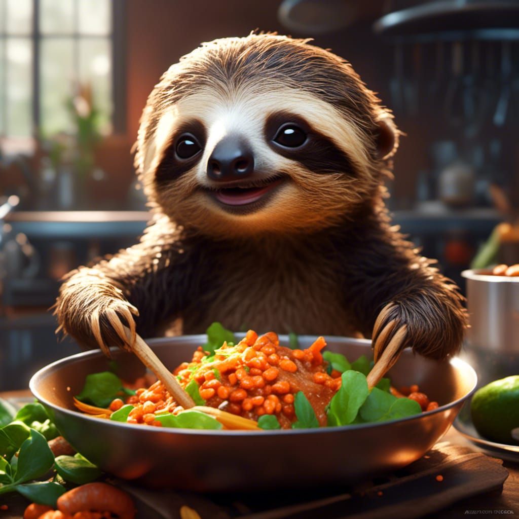 sloth the cook is cooking eve from @kakorie8 - AI Generated Artwork ...