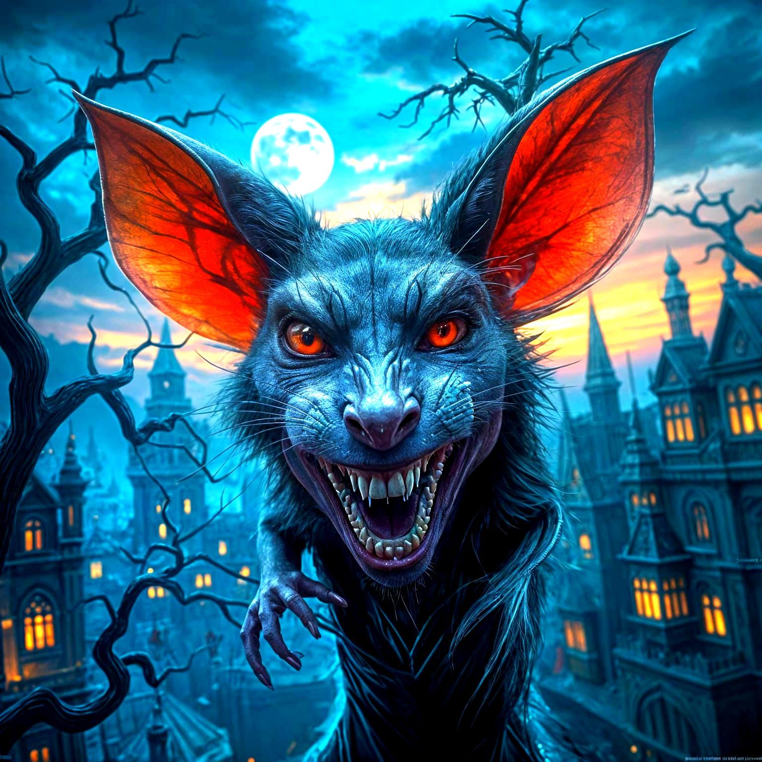 Gothic Mouse in Dark Victorian Cityscape with Intr... - AI Art