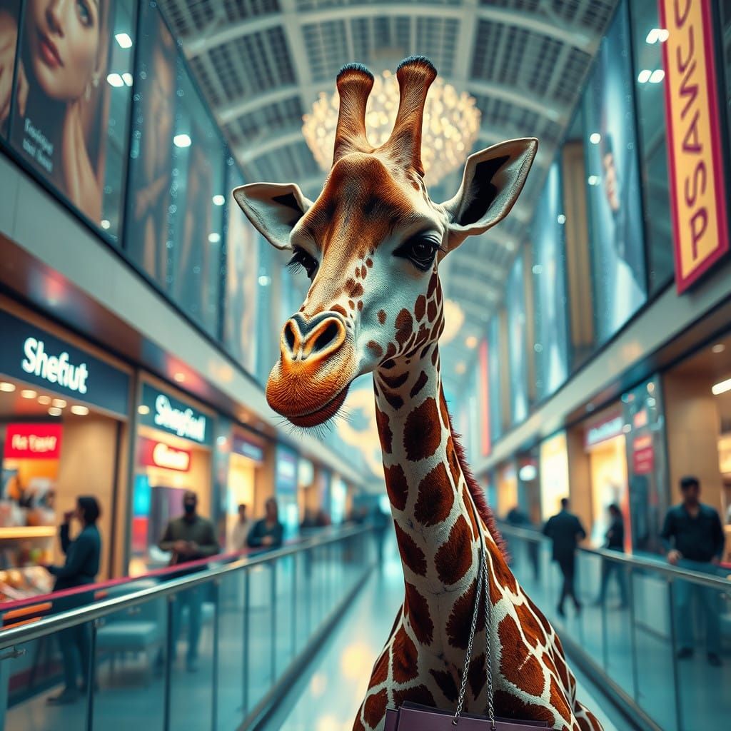 The Shopping - Stunning Female Giraffe in Maximalist Digital...