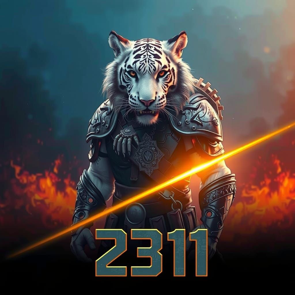 Hyperrealistic White Tiger Warrior in Dramatic Mid... - AI Art