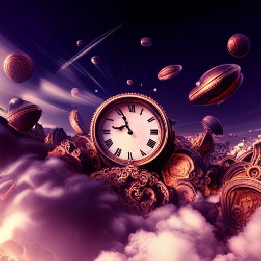 Clocks falling from the sky, 8k resolution, a masterpiece, 35mm ...