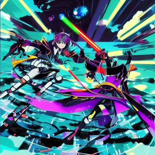 hatsune miku fighting darth vader - Vibrant Anime Goddess B...