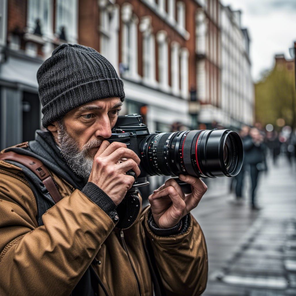 Bearded photographer shooting street photography with a Leica M6 in ...