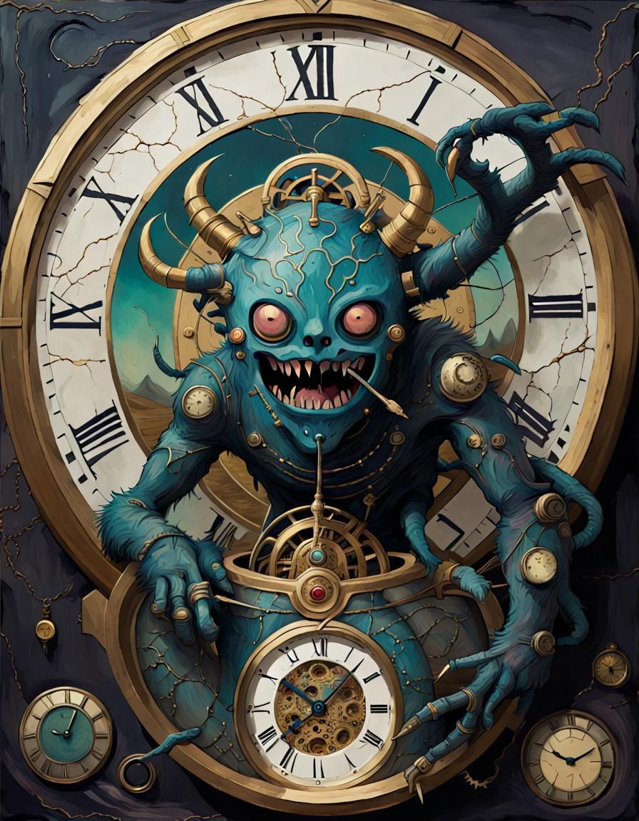 Kintsugi Clockpunk Monster - AI Generated Artwork - NightCafe Creator