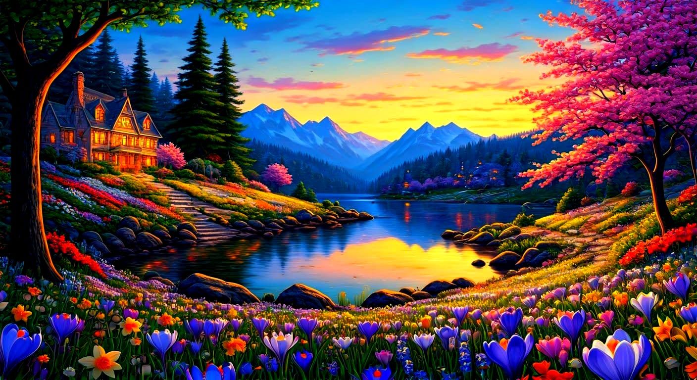 A Beautiful Spring Evening By The Lake