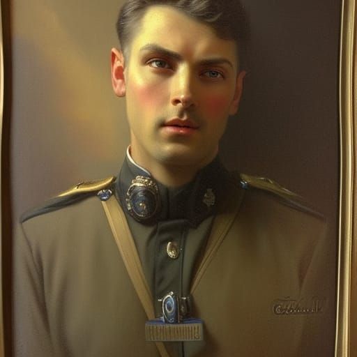 a clean-cut police officer, handsome, highly detailed face, ethereal ...