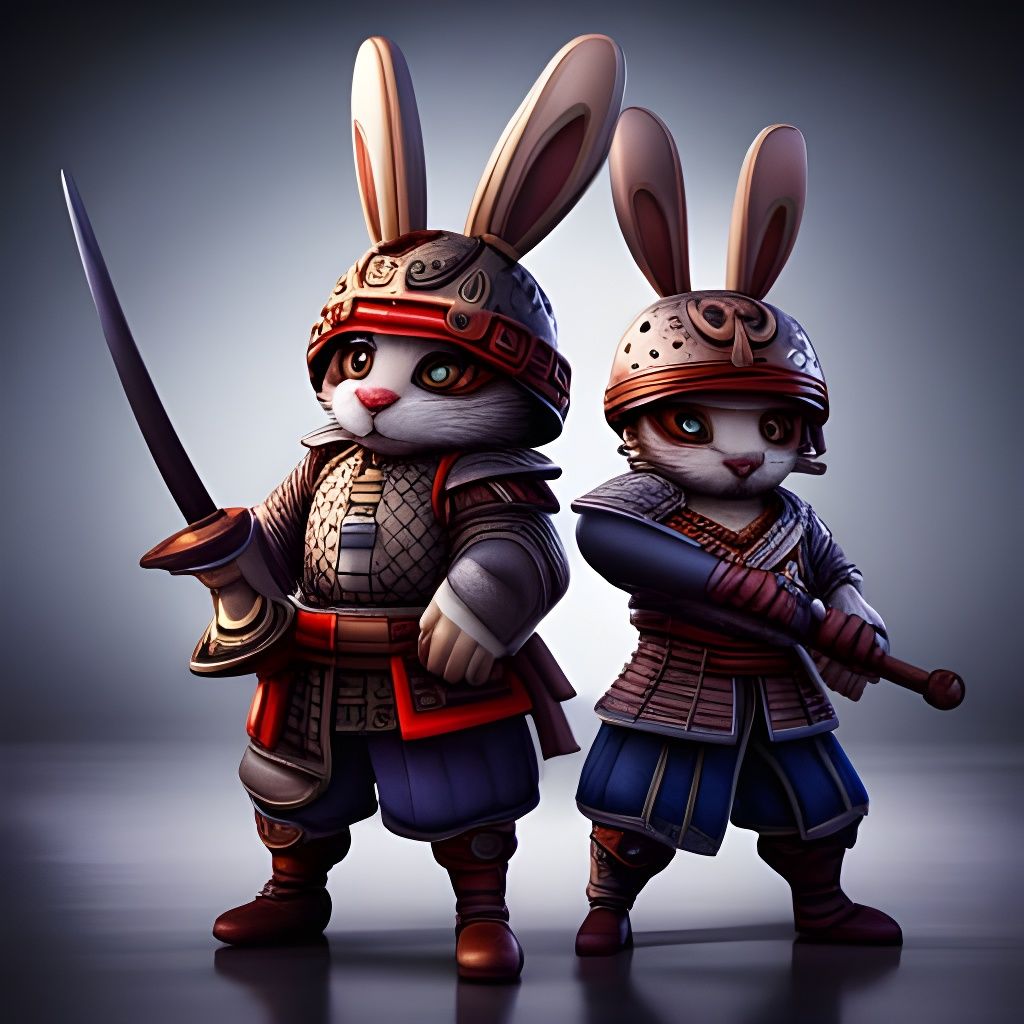 Serious Samurai Bun Buns! - AI Generated Artwork - NightCafe Creator