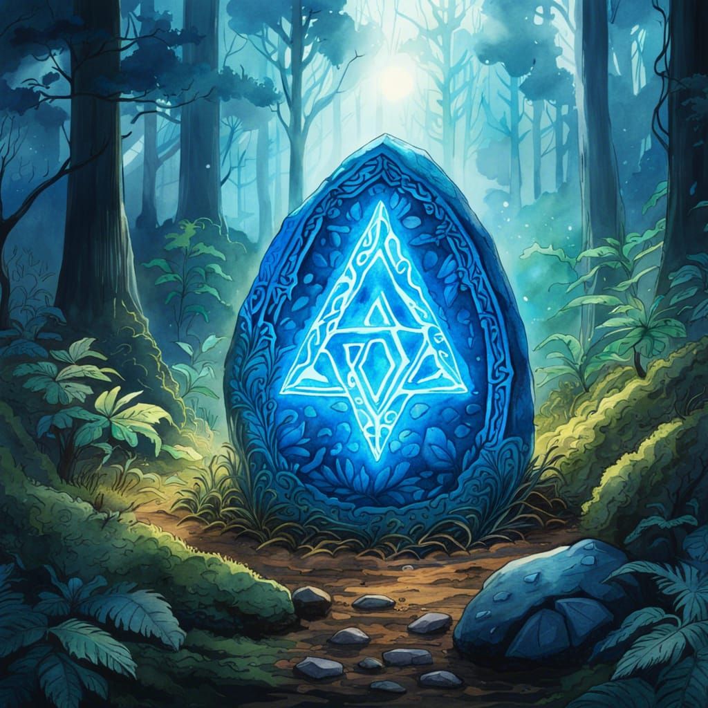 Glowing Blue Runestone - AI Generated Artwork - NightCafe Creator