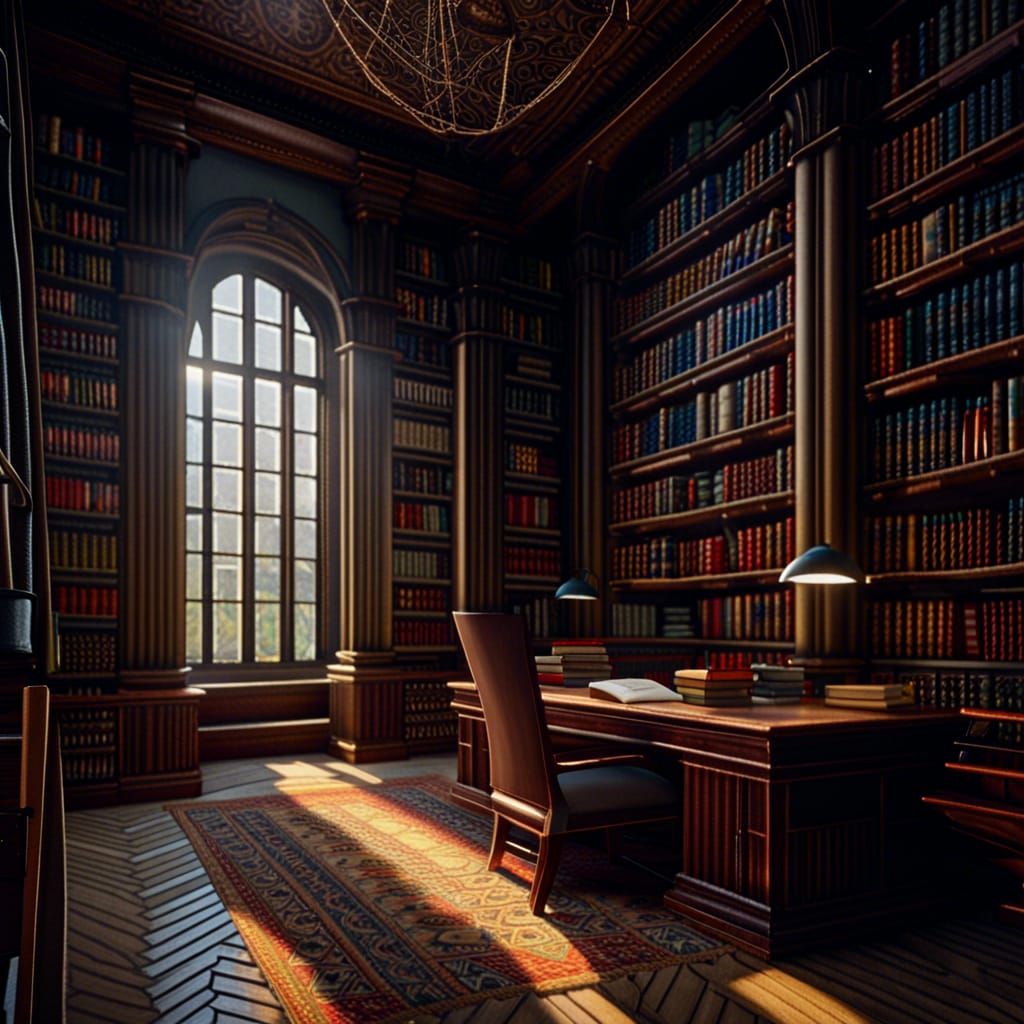 ultrarealistic library interior unreal engine - AI Generated Artwork ...