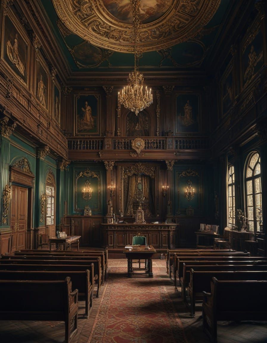 Grand 17th Century French Courtroom with 12 Judges... - AI Art