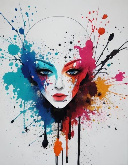 portrait ink splatter art 17 - AI Generated Artwork - NightCafe Creator