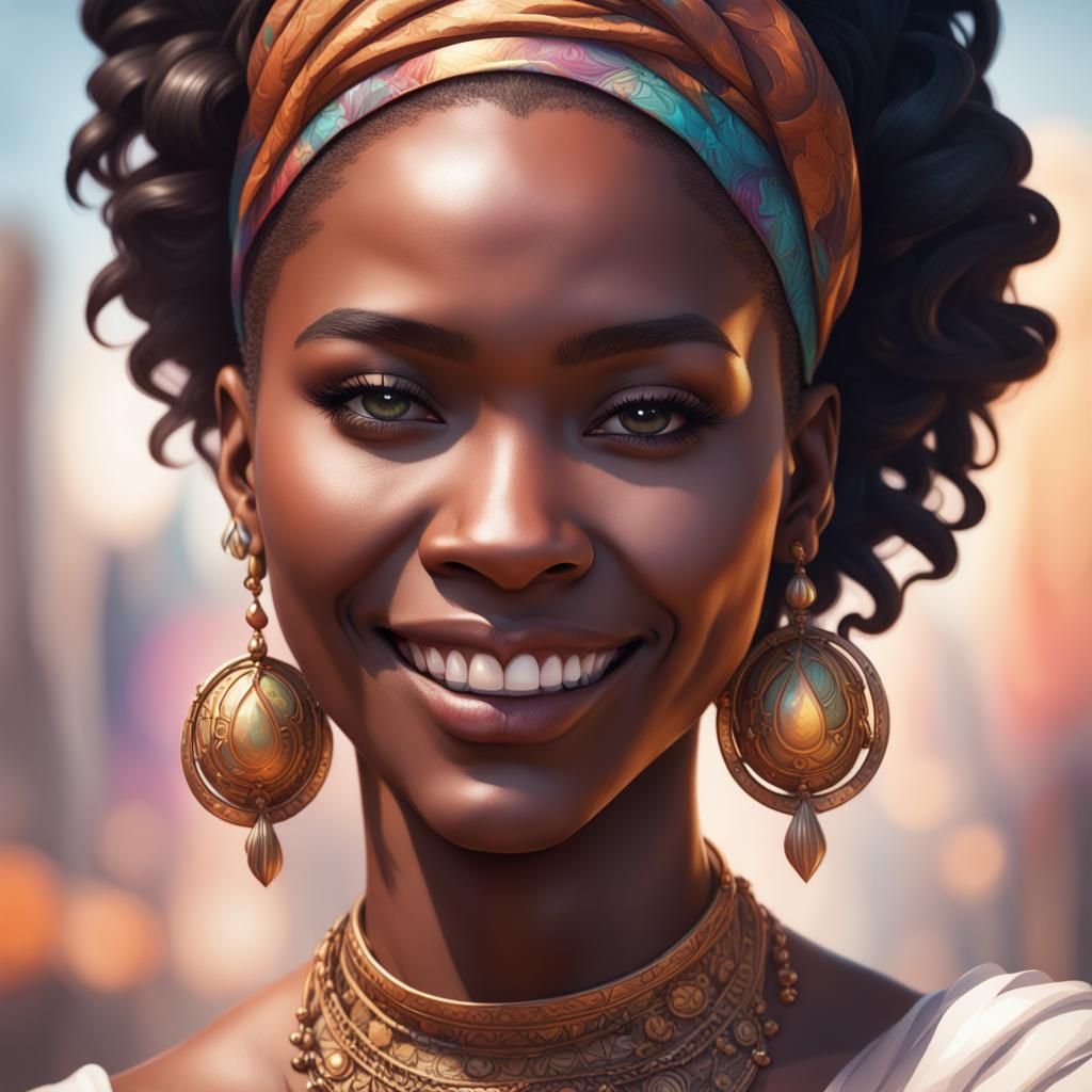 African American Goddess smiling - AI Generated Artwork - NightCafe Creator
