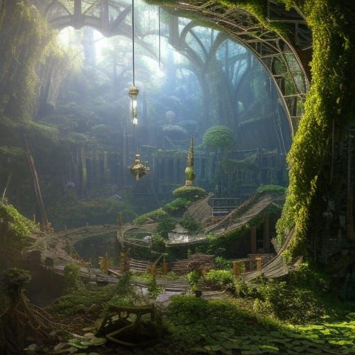 Overgrown interior - AI Generated Artwork - NightCafe Creator