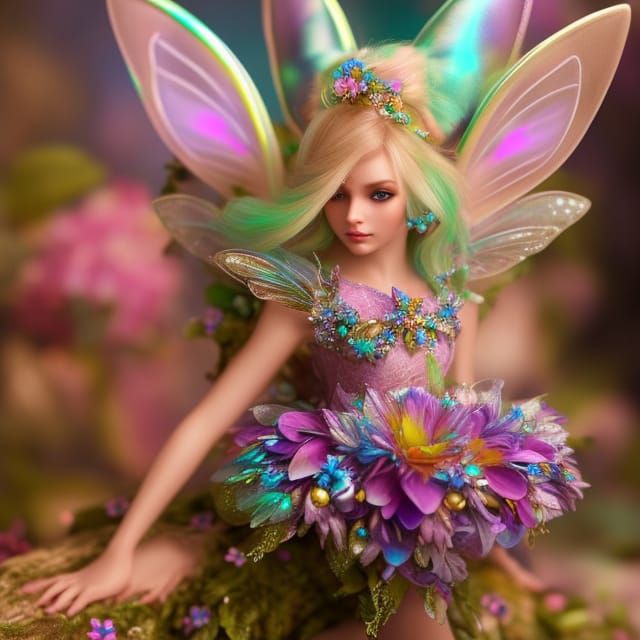 Elegant little Rainbow Fairy - AI Generated Artwork - NightCafe Creator