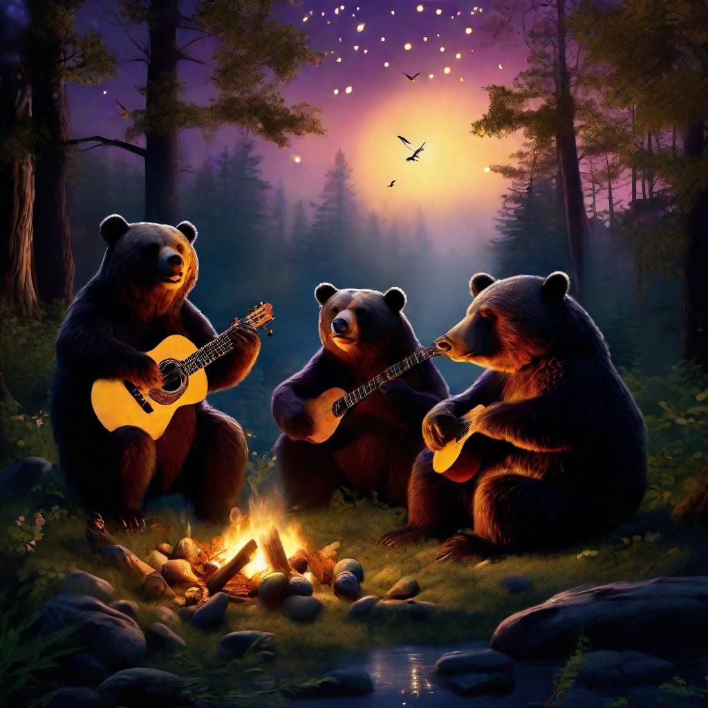 Appalachian mountain hillbilly bears and turtles playing banjos and ...