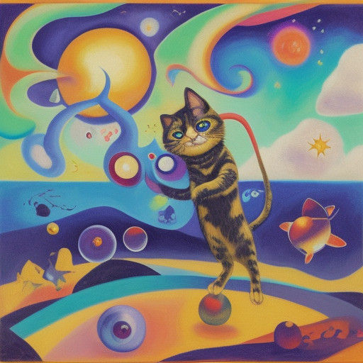 Surrealist Jupiterian Beach Scene with Whimsical A... - AI Art