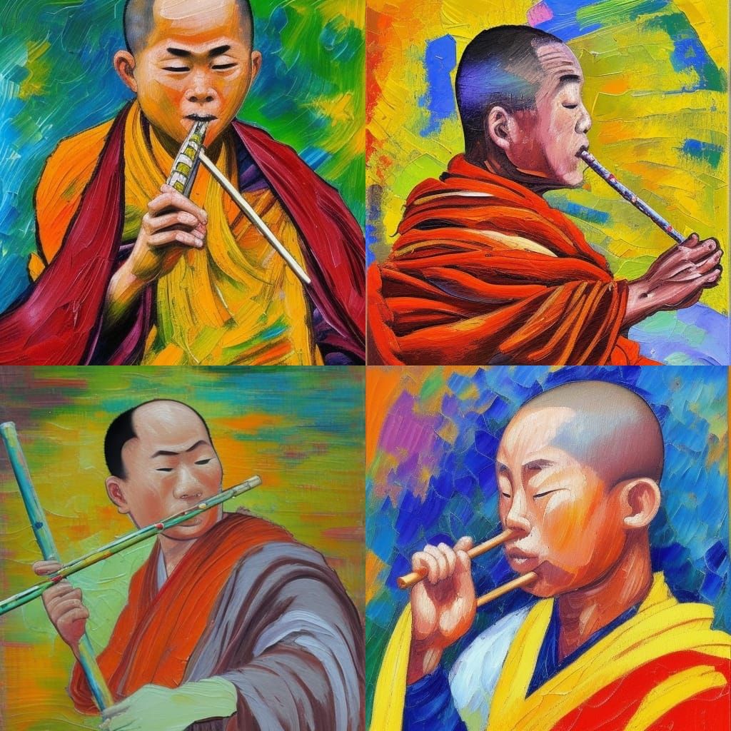 Monk playing HIS flute - AI Generated Artwork - NightCafe Creator