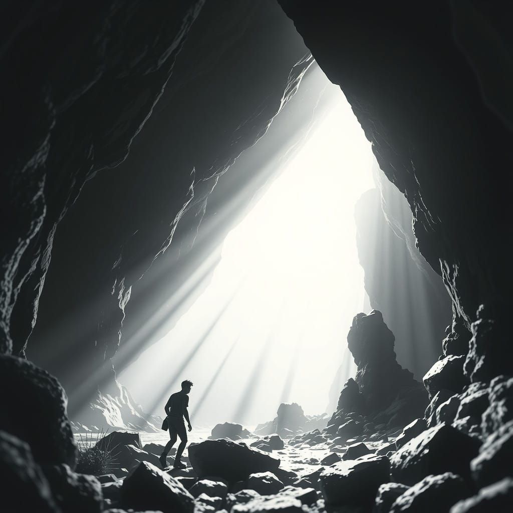 monochromatic, underground comix, airbrush art, lovecraftian, sunshine rays, volumetric lighting ...