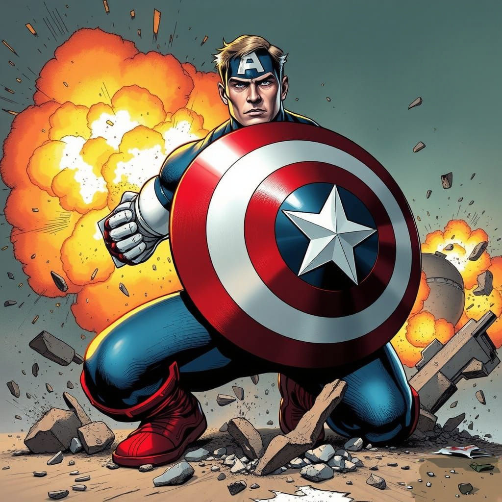 The shield protects Captain America
