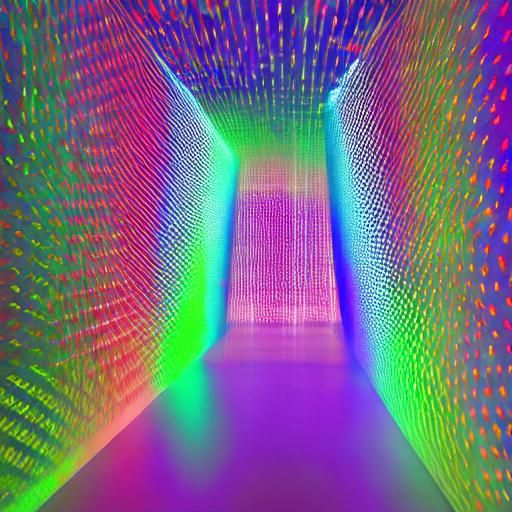 16k resolution, art by Thomas Wilfred, Dan Flavin, layered hologram ...