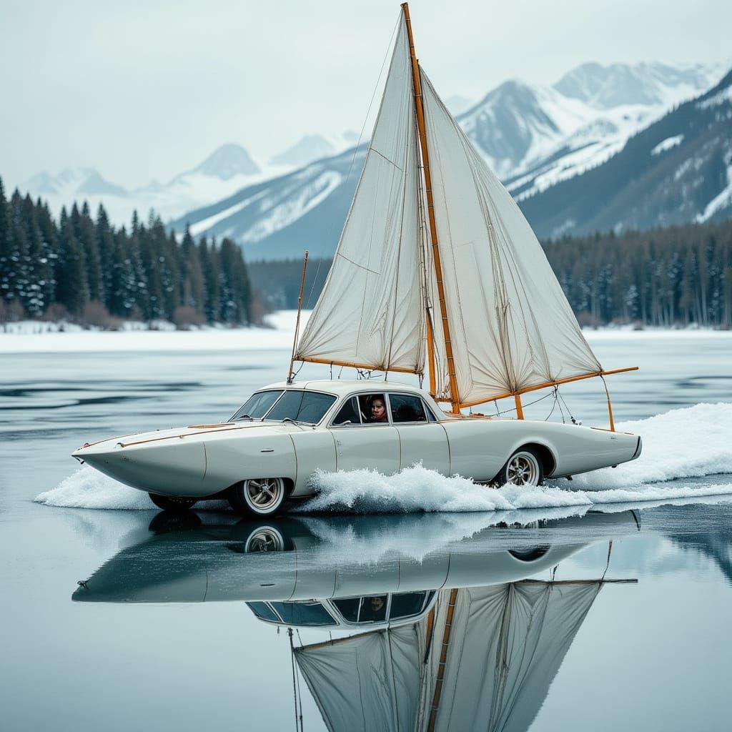 Sail car!! - Sail Car Conquers Frozen Lake